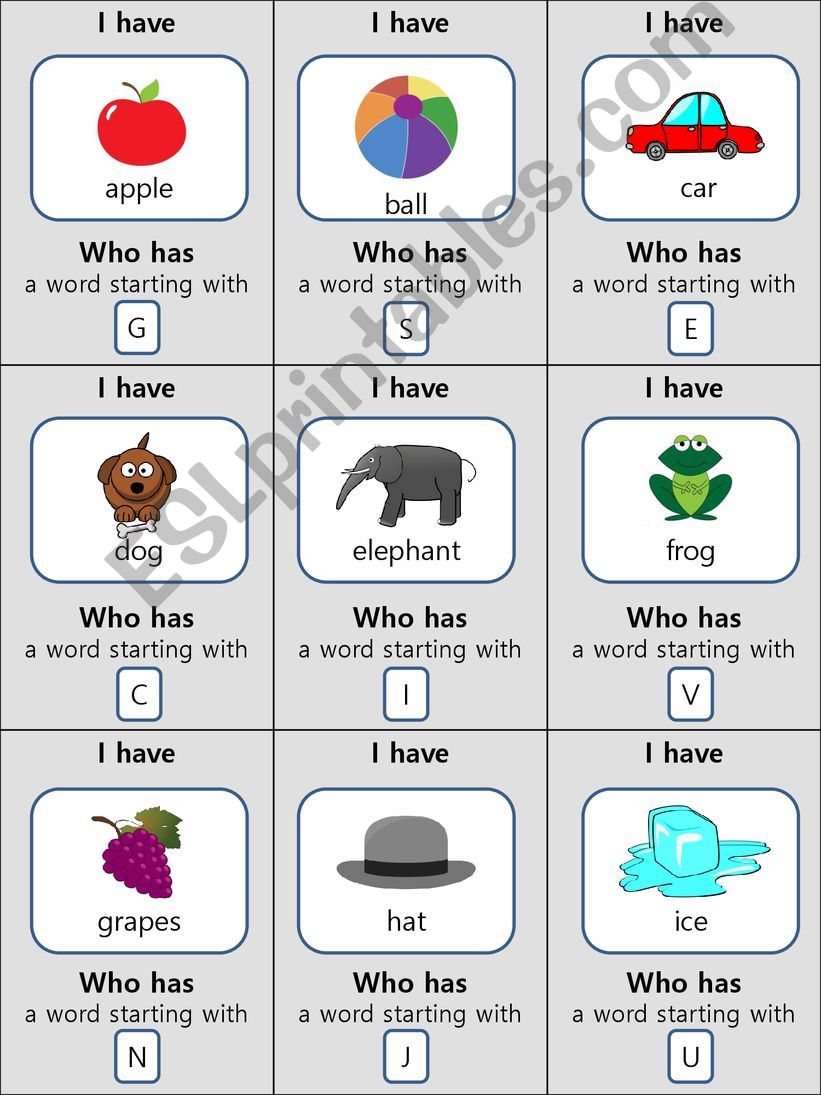 ESL - English PowerPoints: "I Have" Alphabet Card Game