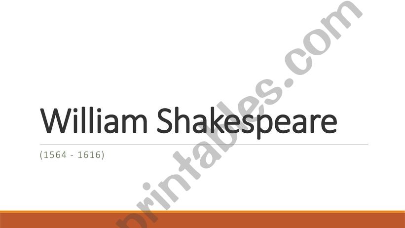 ESL - English PowerPoints: Life of William Shakespeare