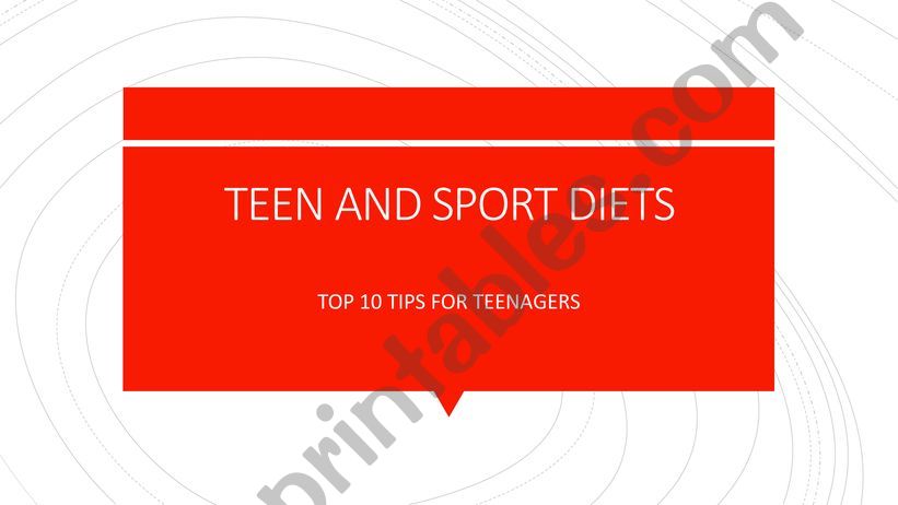 ESL - English PowerPoints: Teen and sports diets