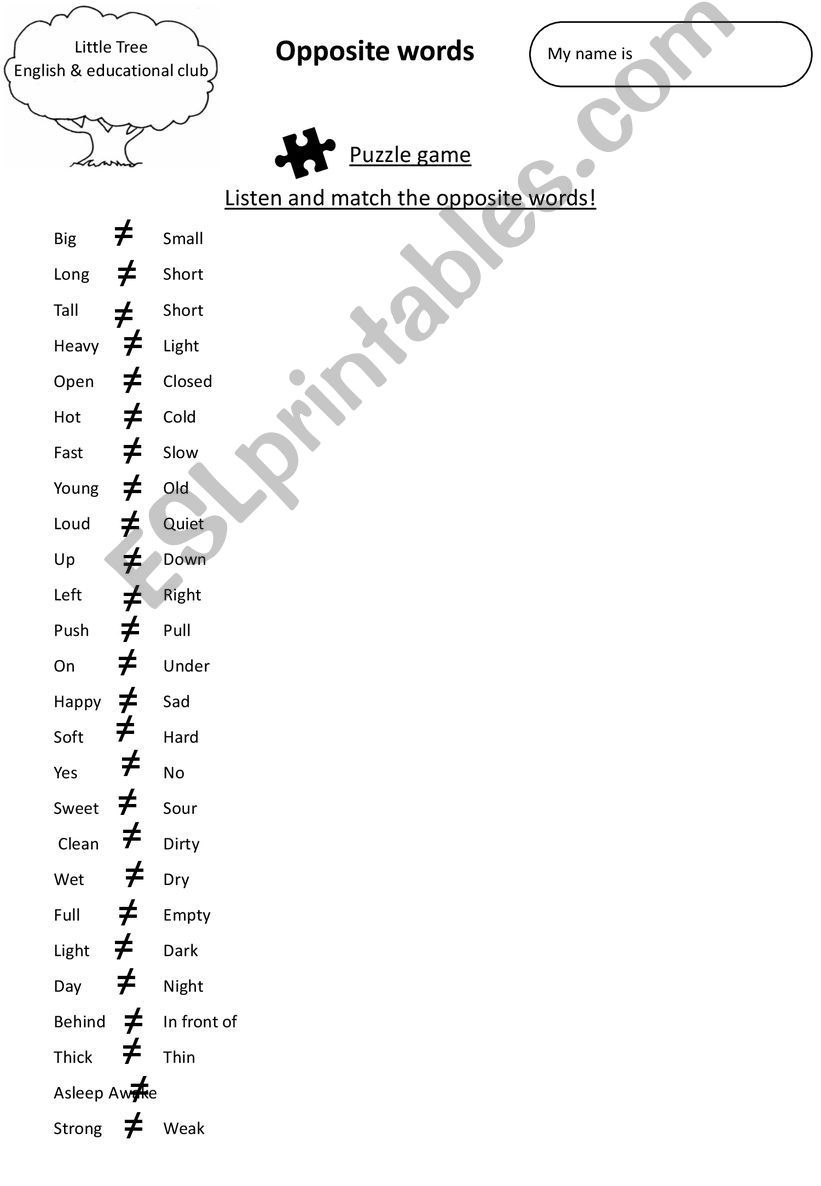 ESL - English PowerPoints: opposite words
