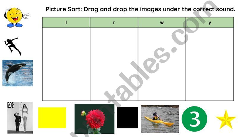 ESL - English PowerPoints: L, R, W, J Sound Sort