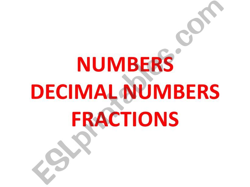 ESL - English PowerPoints: Numbers, decimals, fractions