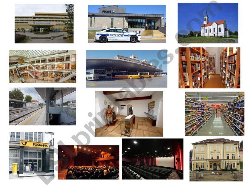 ESL - English PowerPoints: Town buildings