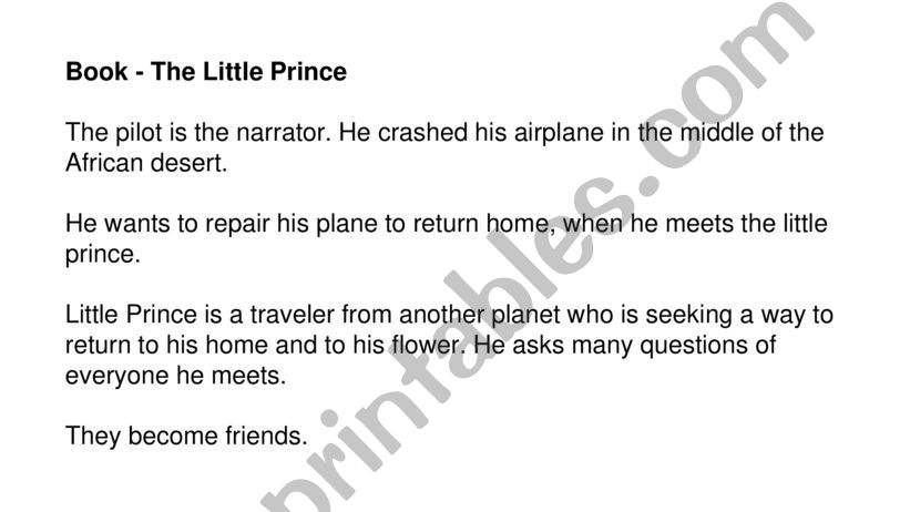 ESL - English PowerPoints: The Little Prince - The Fox Chapter
