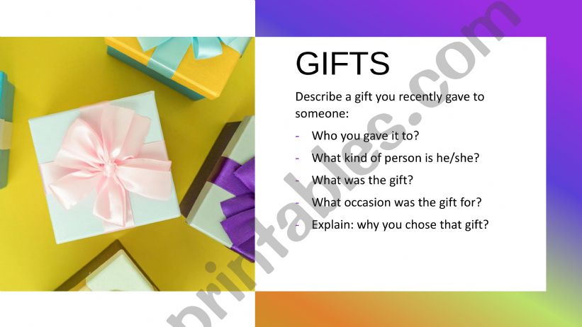ESL - English PowerPoints: Conversation on Gifts
