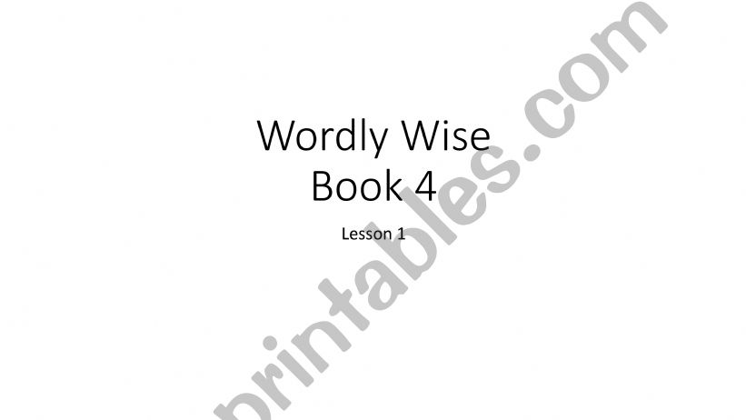 ESL - English PowerPoints: Wordly Wise Lesson 1