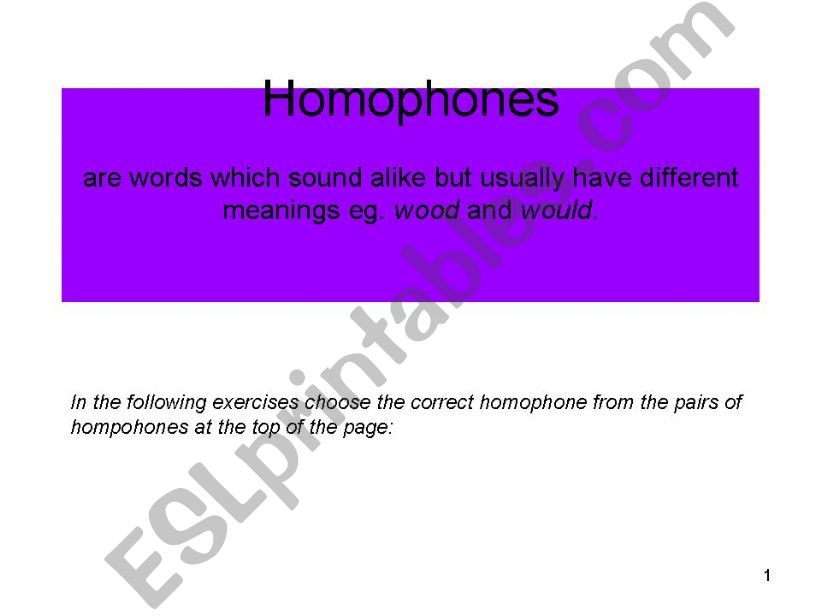 ESL - English PowerPoints: Homophone