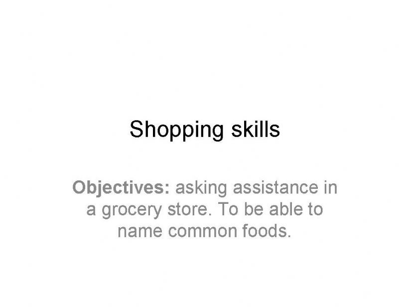 ESL - English PowerPoints: Shopping Skills Template
