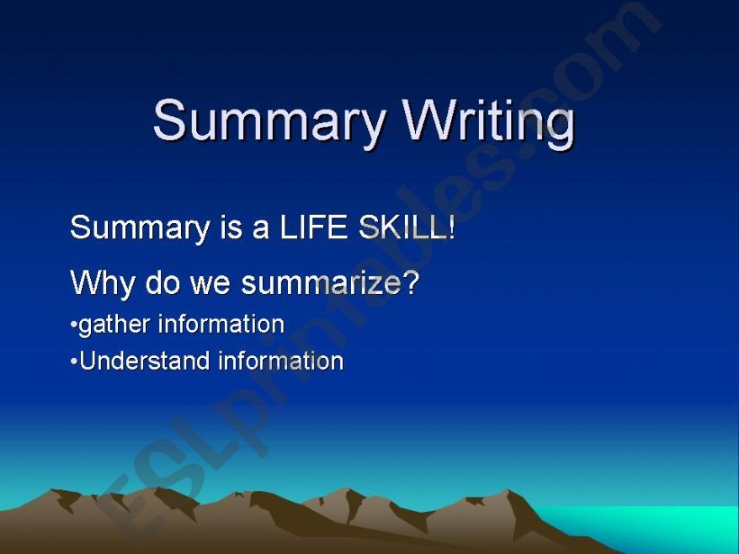 ESL - English PowerPoints: Summary Writing