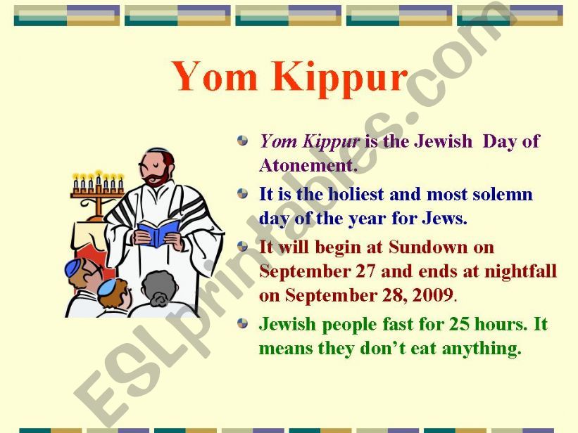 ESL - English PowerPoints: Yom Kippur