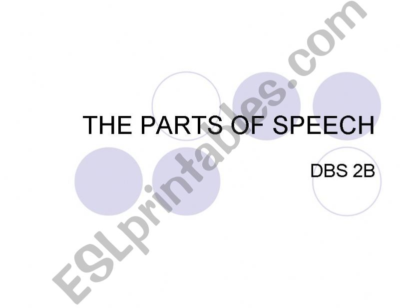 ESL - English PowerPoints: the parts of speech