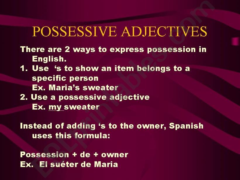 ESL - English PowerPoints: possessive adjectives