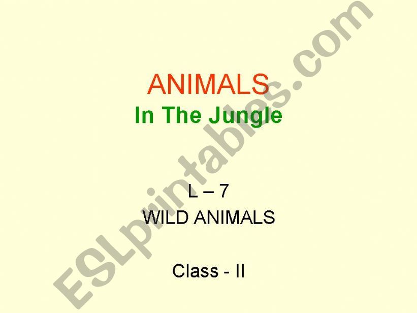 ESL - English PowerPoints: Wild animals-animals living in the forests.