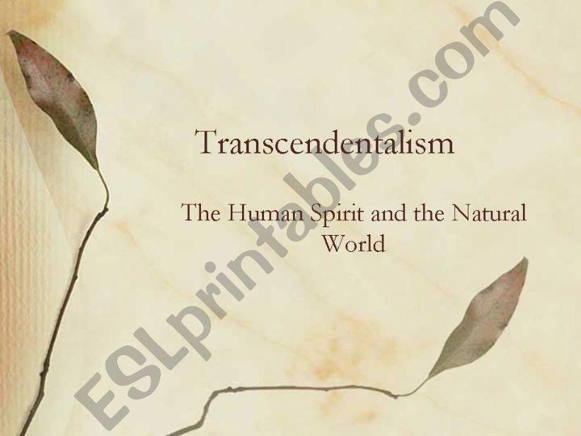 ESL - English PowerPoints: Transcendentalism