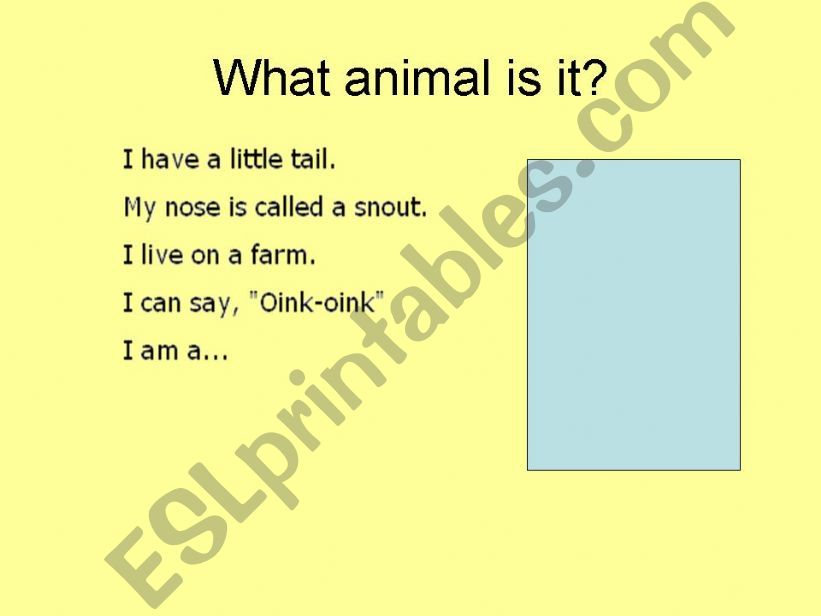 ESL - English PowerPoints: guess the animal name