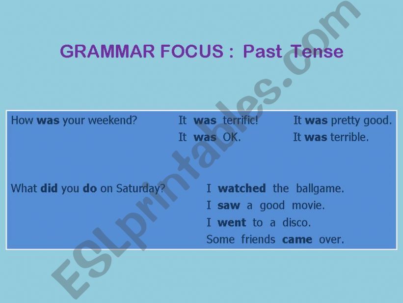 ESL - English PowerPoints: past tense