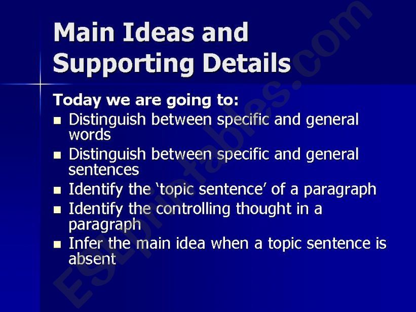 ESL - English PowerPoints: Main Ideas and Supporting Details