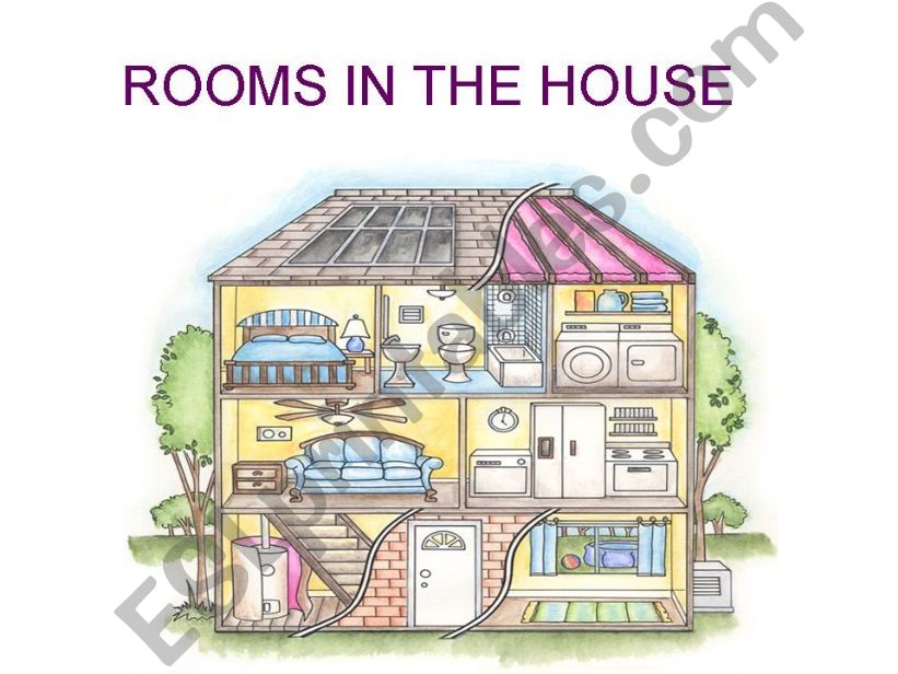 ESL - English PowerPoints: rooms in the house