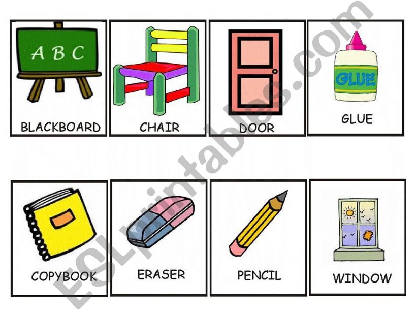 ESL - English PowerPoints: school objects and places