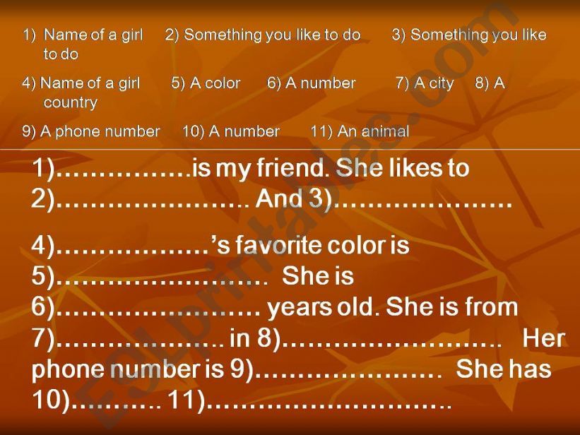 ESL - English PowerPoints: Mad Libs, Fill in the blank, Getting to know ...