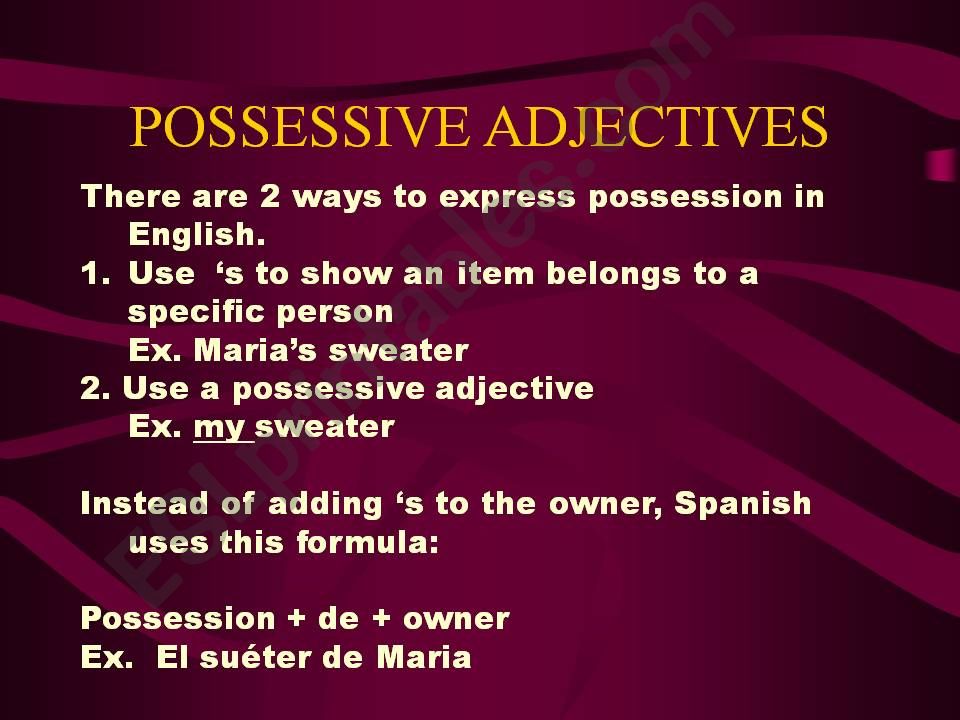 ESL - English PowerPoints: possessive adjectives