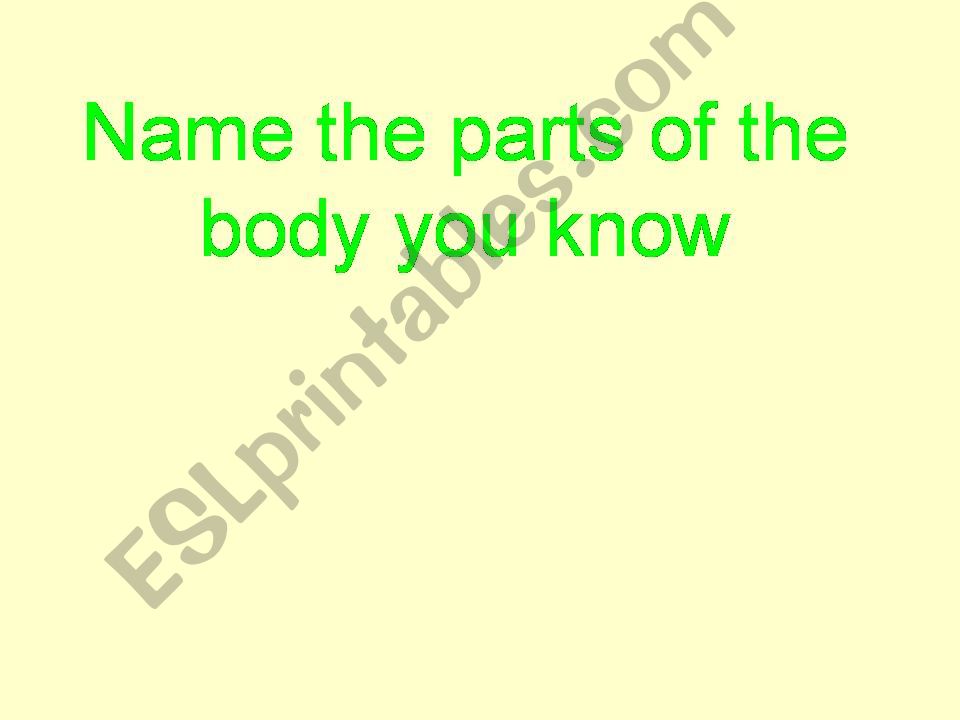 ESL English PowerPoints Parts Of The Body