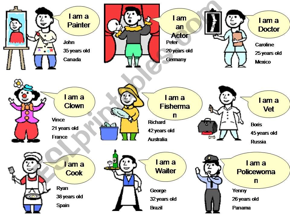 ESL - English PowerPoints: Professions Worksheet - Names, Professions ...