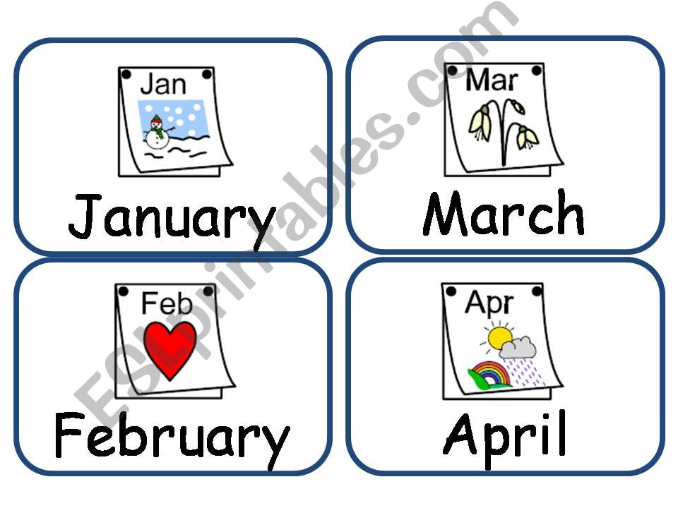 Printable Months Of The Year Flashcards
