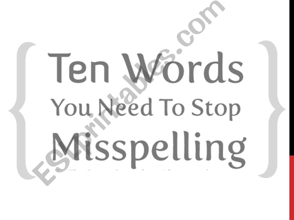 ESL - English PowerPoints: 10 Misspelled Words