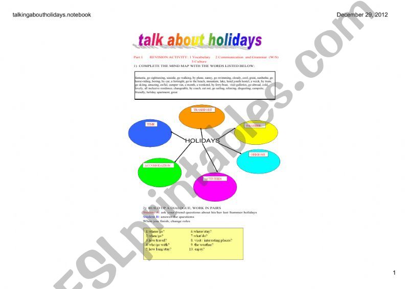 ESL - English PowerPoints: talking about holidays