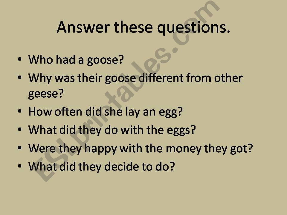 The Goose That Laid The Golden Egg Questions Cheap Sale ...