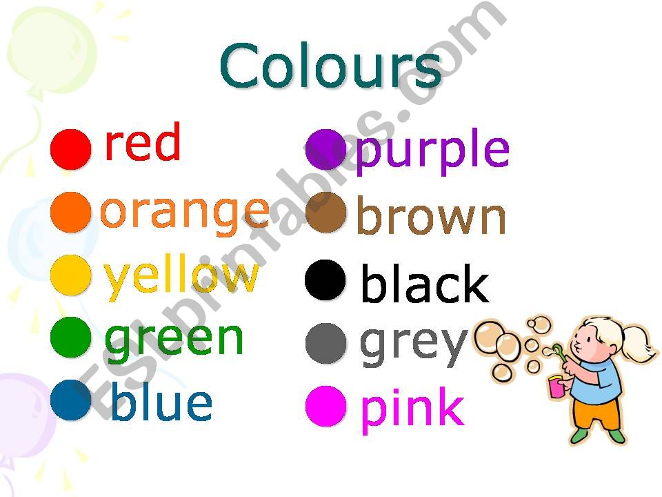 ESL - English PowerPoints: Colours
