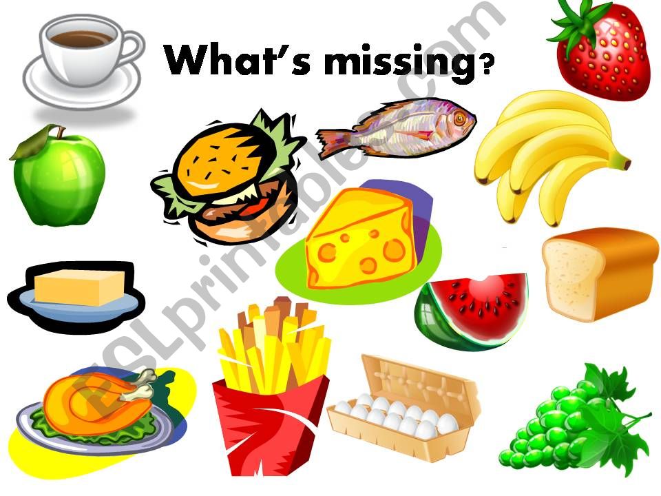 ESL - English PowerPoints: Food-What´s missing game