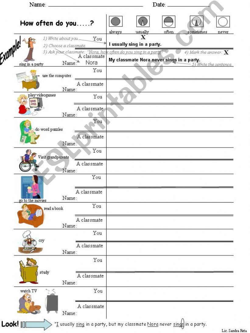 ESL - English PowerPoints: Frequency adverbs activity