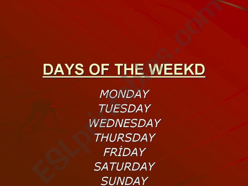 ESL - English PowerPoints: days of the week