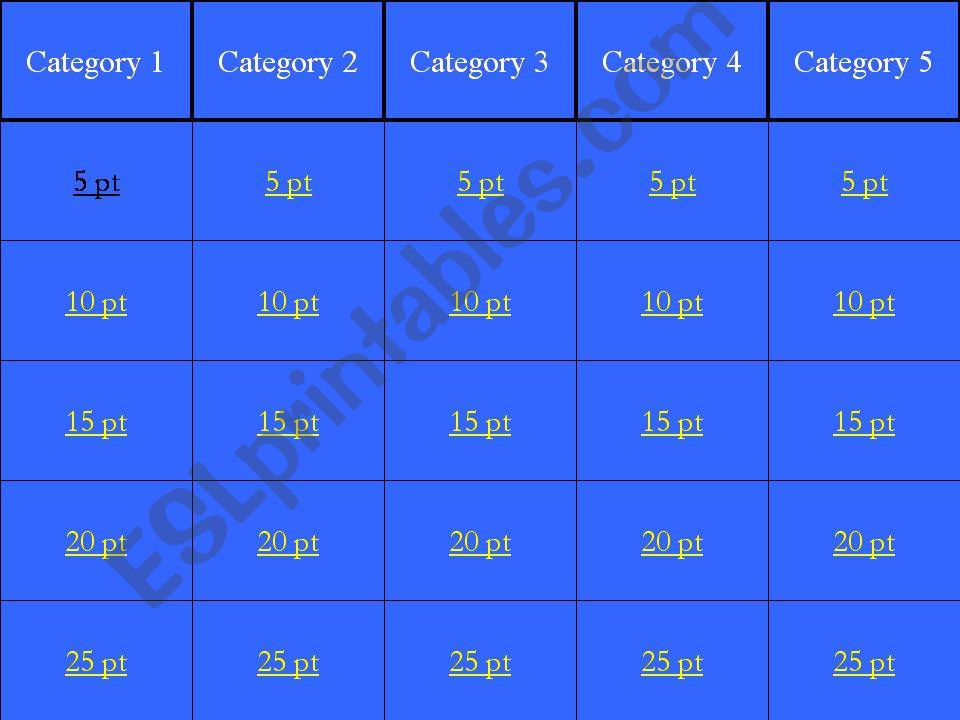 ESL - English PowerPoints: prepositions of place jeopardy game