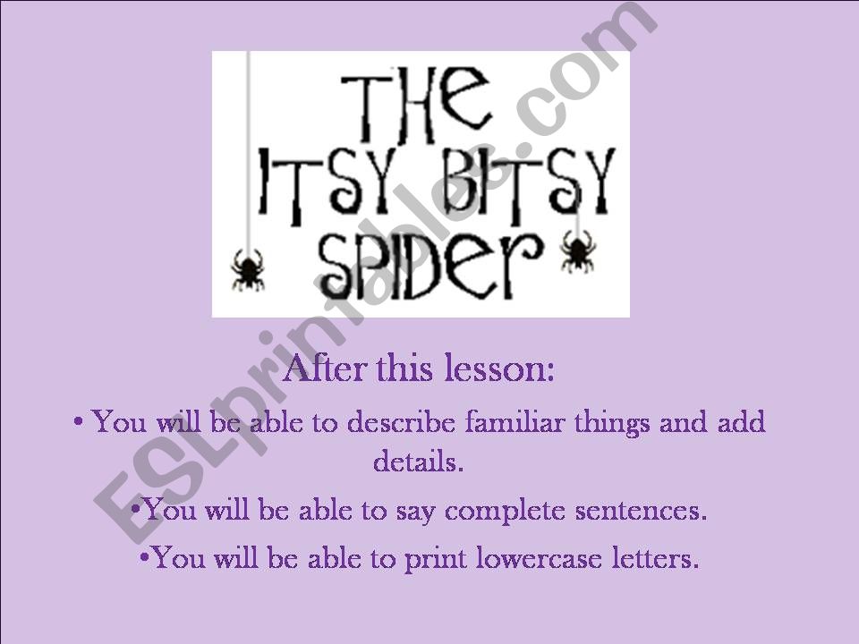 ESL - English PowerPoints: Itsy Bitsy Spider Day 2