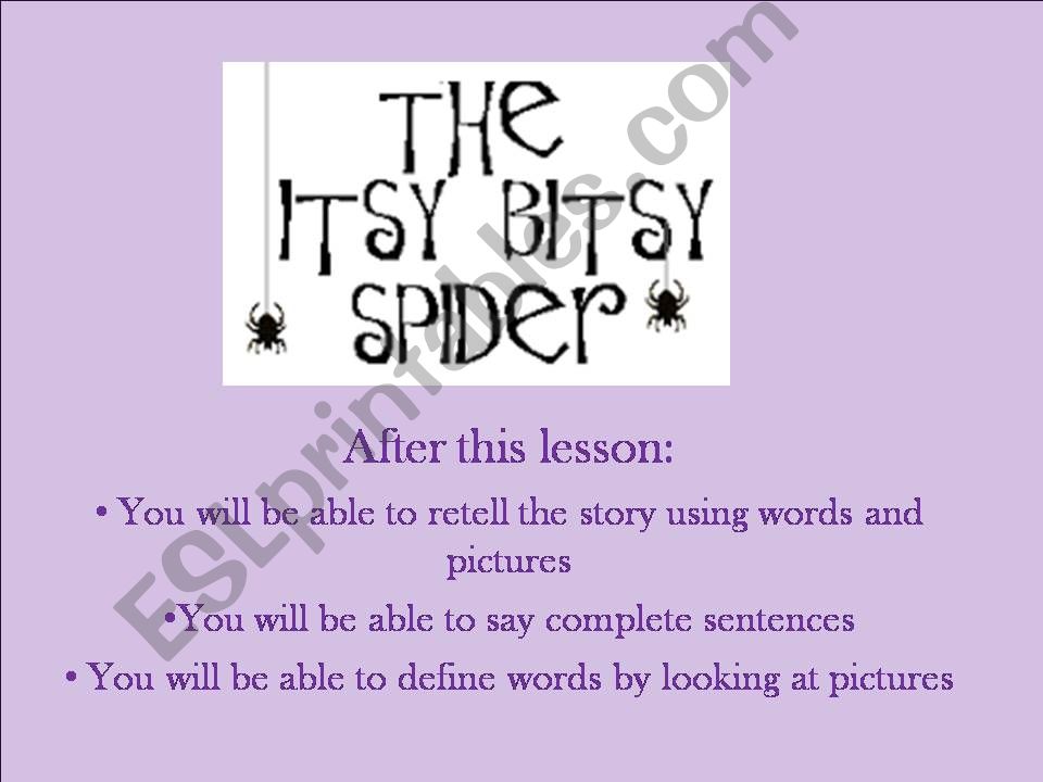 ESL - English PowerPoints: Itsy Bitsy Spider Day 3