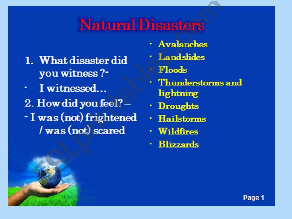 ESL - English PowerPoints: “Natural Disasters”