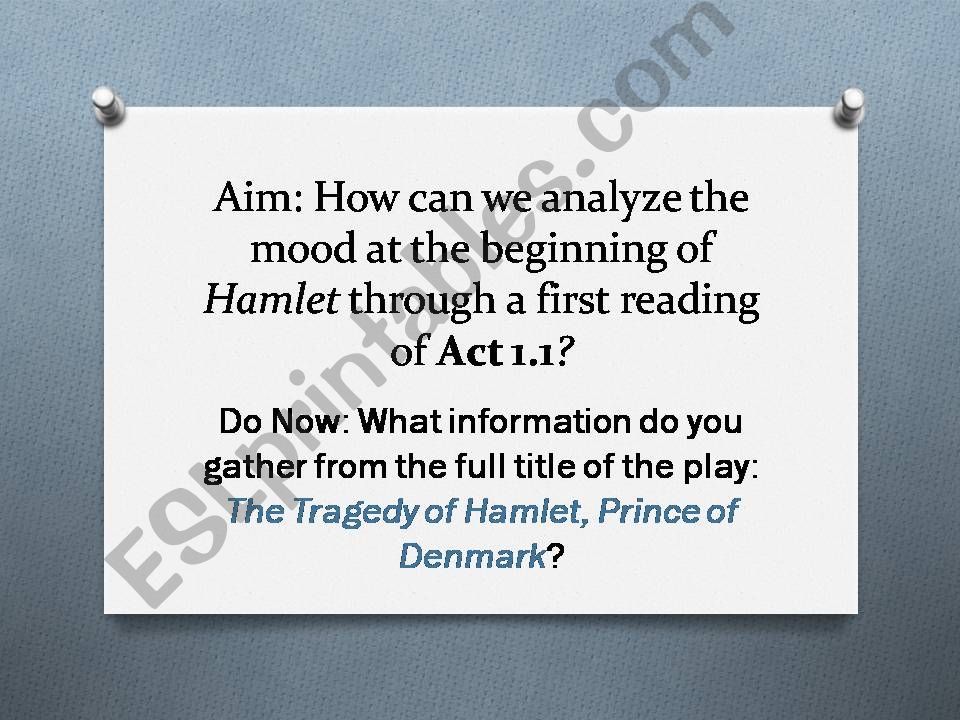 ESL - English PowerPoints: Hamlet Introduction for HS