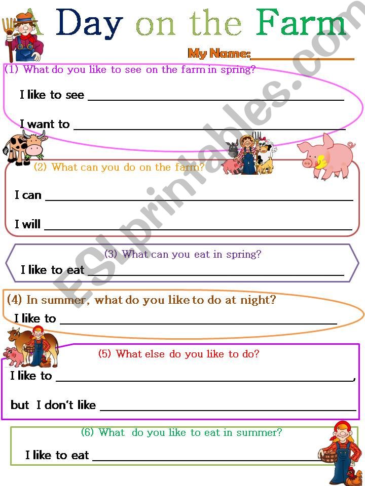 ESL - English PowerPoints: A day on the farm