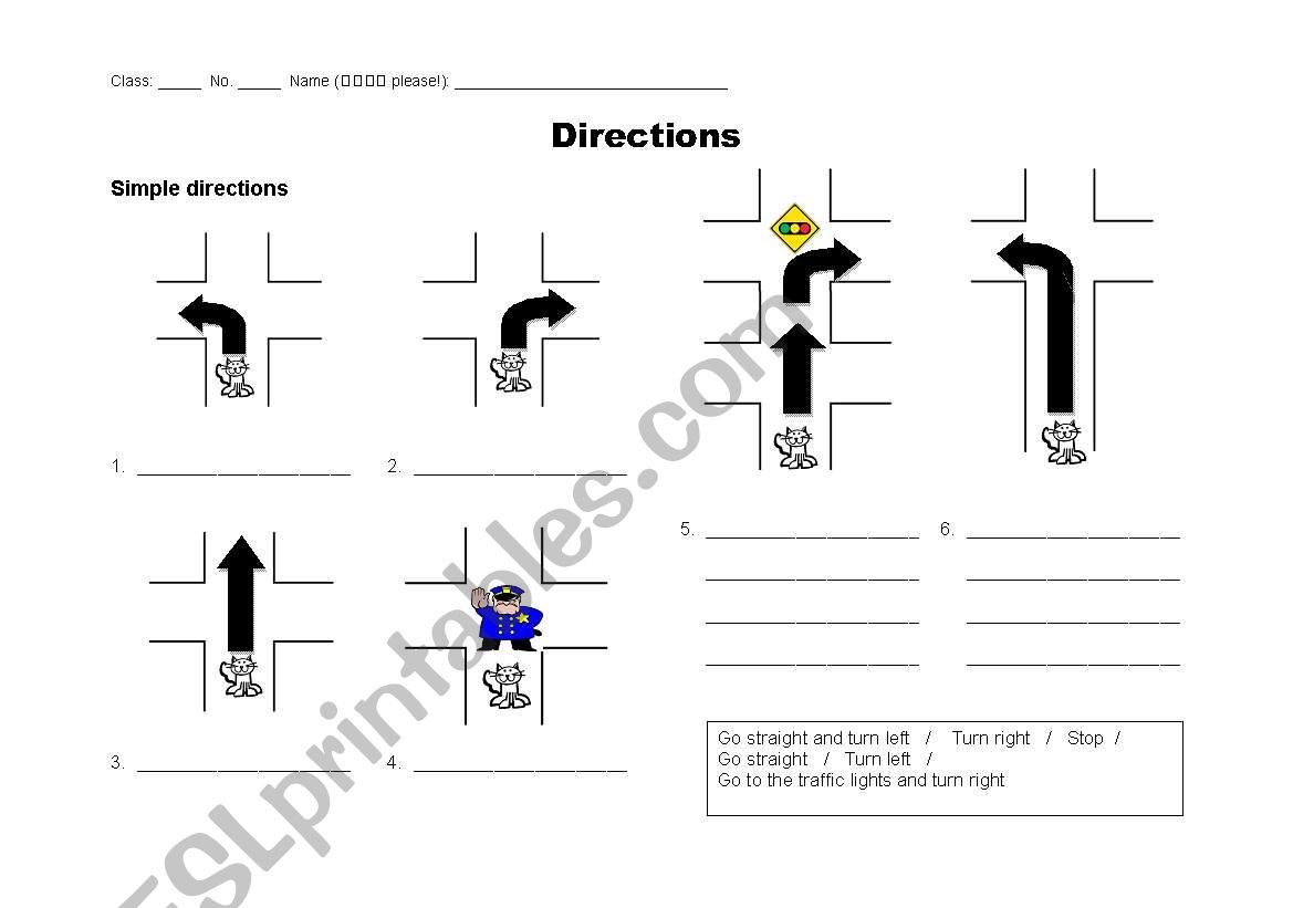 Simple Directions - ESL worksheet by hakata