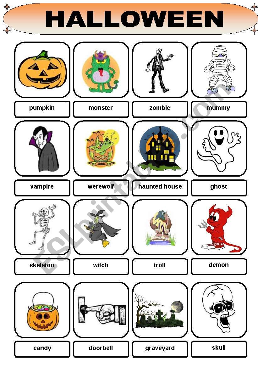 Halloween Vocabulary ESL Worksheet By Brent dws