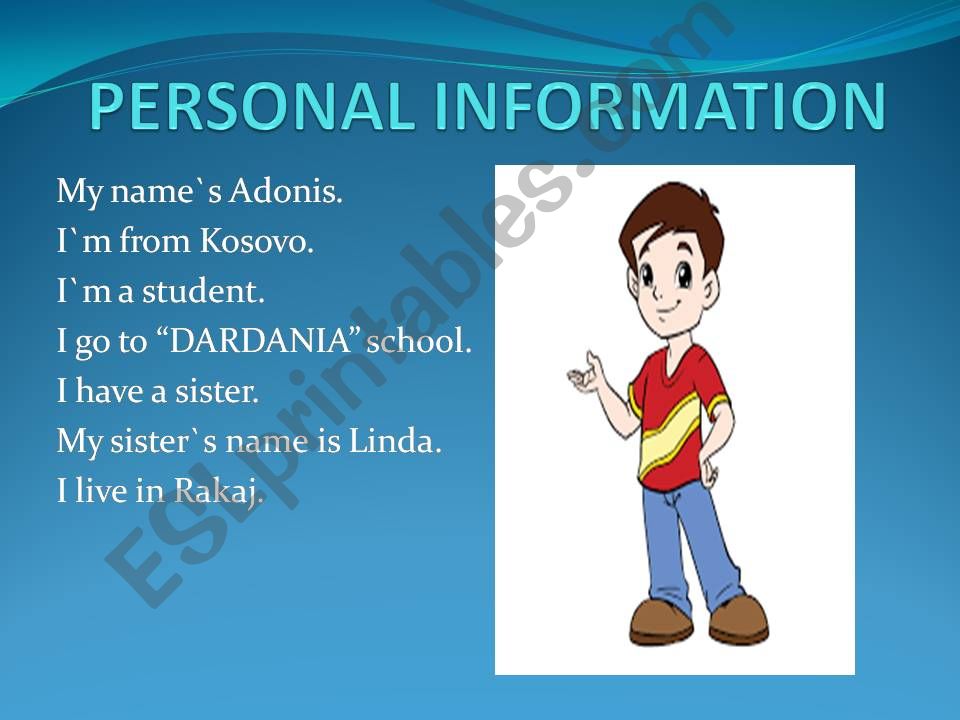 ESL - English PowerPoints: Personal Information