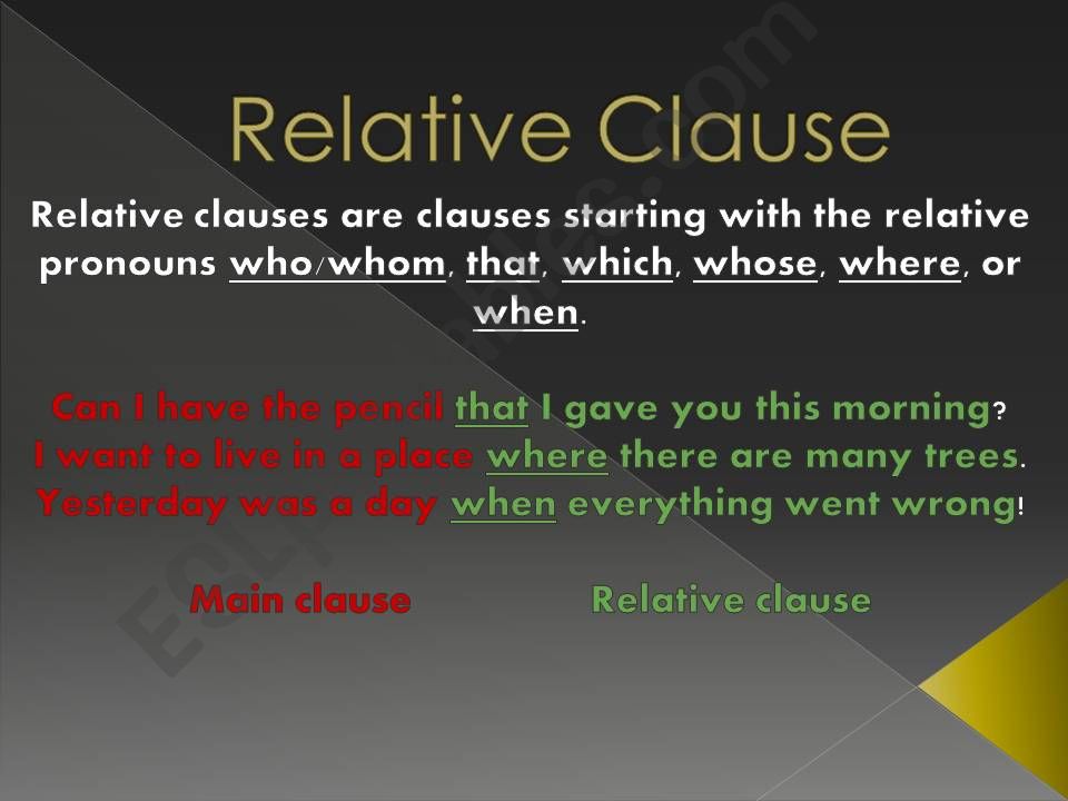 ESL - English PowerPoints: Relative Pronouns and Clauses