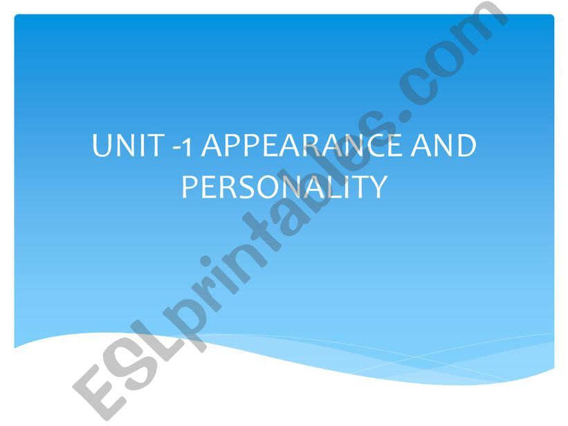 ESL - English PowerPoints: appearance and personality