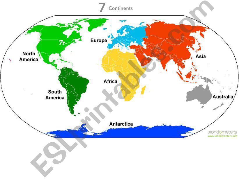 ESL - English PowerPoints: seven continents