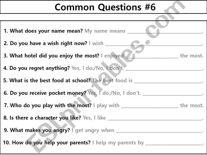 ESL - English PowerPoints: 10 Common Questions