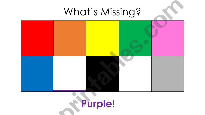 ESL - English PowerPoints: Colors Game Whatï¿½s Missing