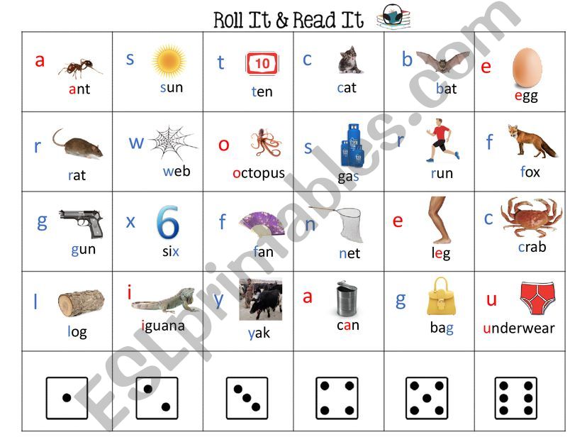 ESL - English PowerPoints: Roll and Read Basic Phonics